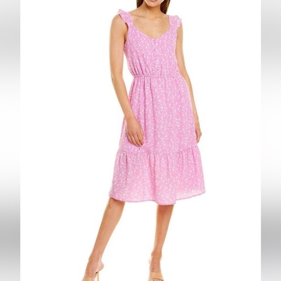 BB Dakota | Dresses | Bb Dakota Pink Floral Midi Dress | Poshmark